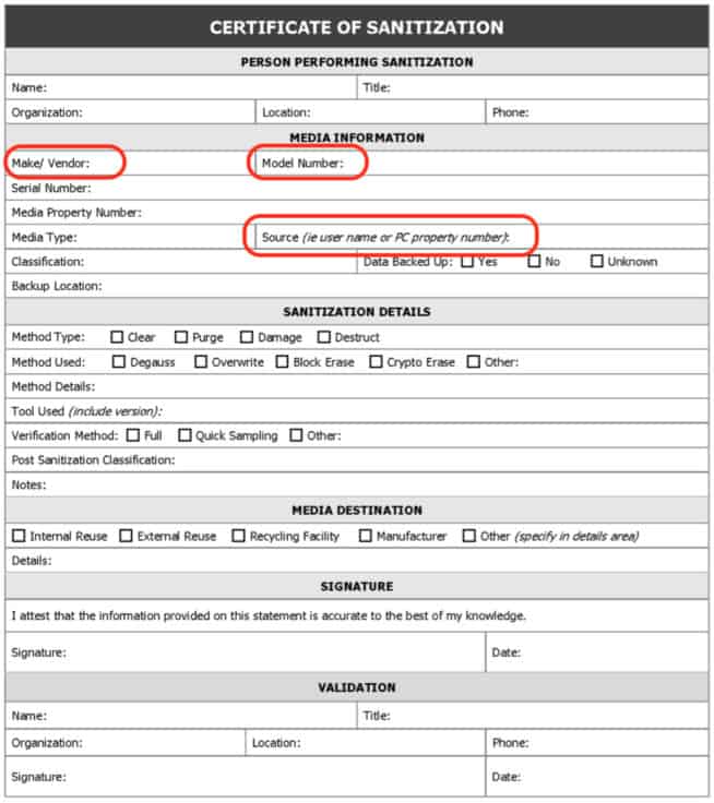 NIST 800-88 Certificate of Destruction NIST 800-88 Certificate of Destruction